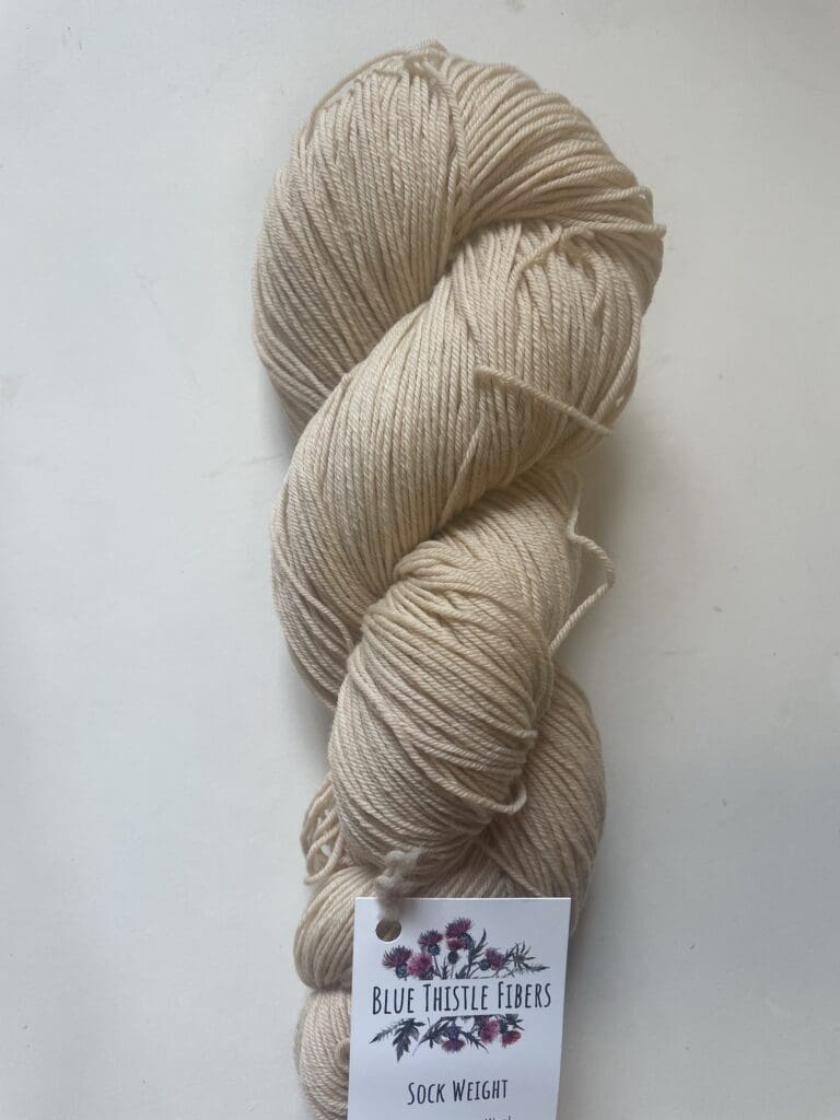 Light Tan 100% Merino non-SW Sock Blue Thistle Fibers
